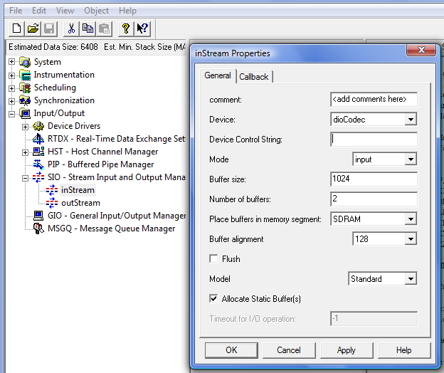 Buffer sizes, Code composer studio v4 dsp/bios and c6713, By OpenStax (Page 3/4) | Jobilize